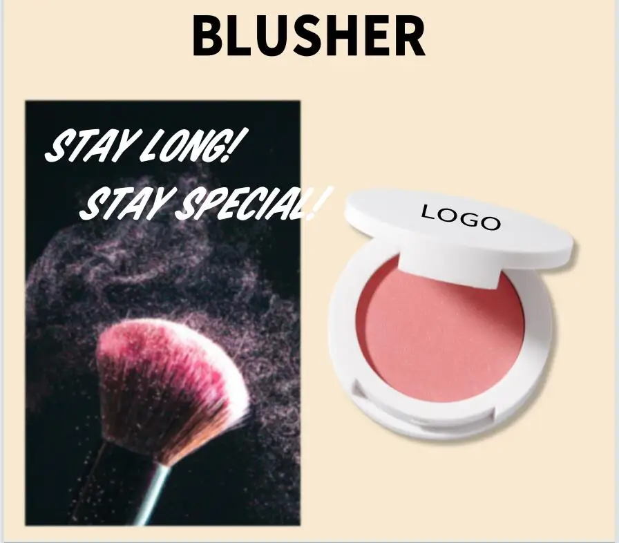 Free Print Logo Face Blush Palette Natural Pink Cheek Waterproof Long ...