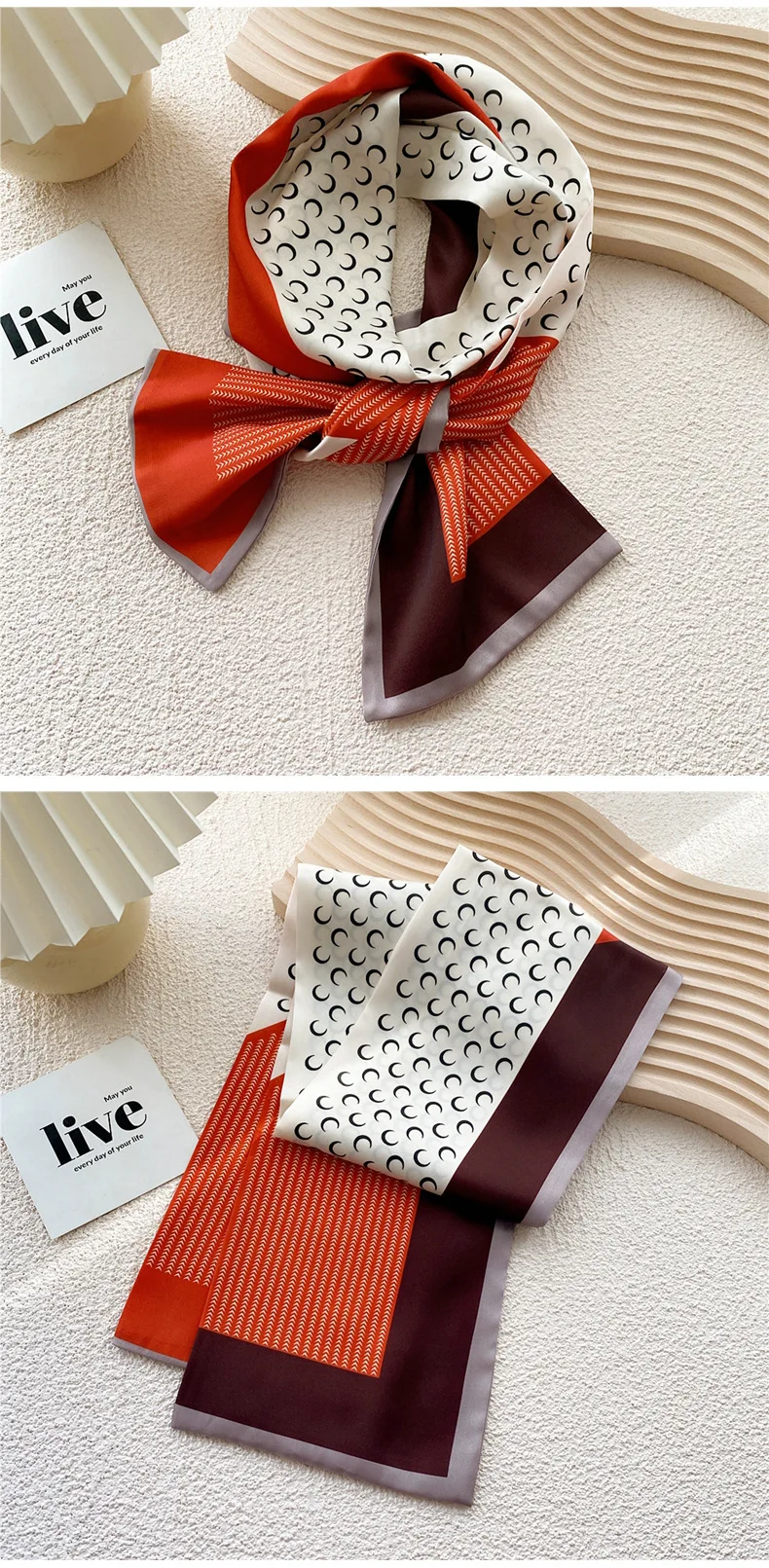 Hb0616 Fashion Long Scarf Women Narrow Neckerchief Tie Package Belt ...
