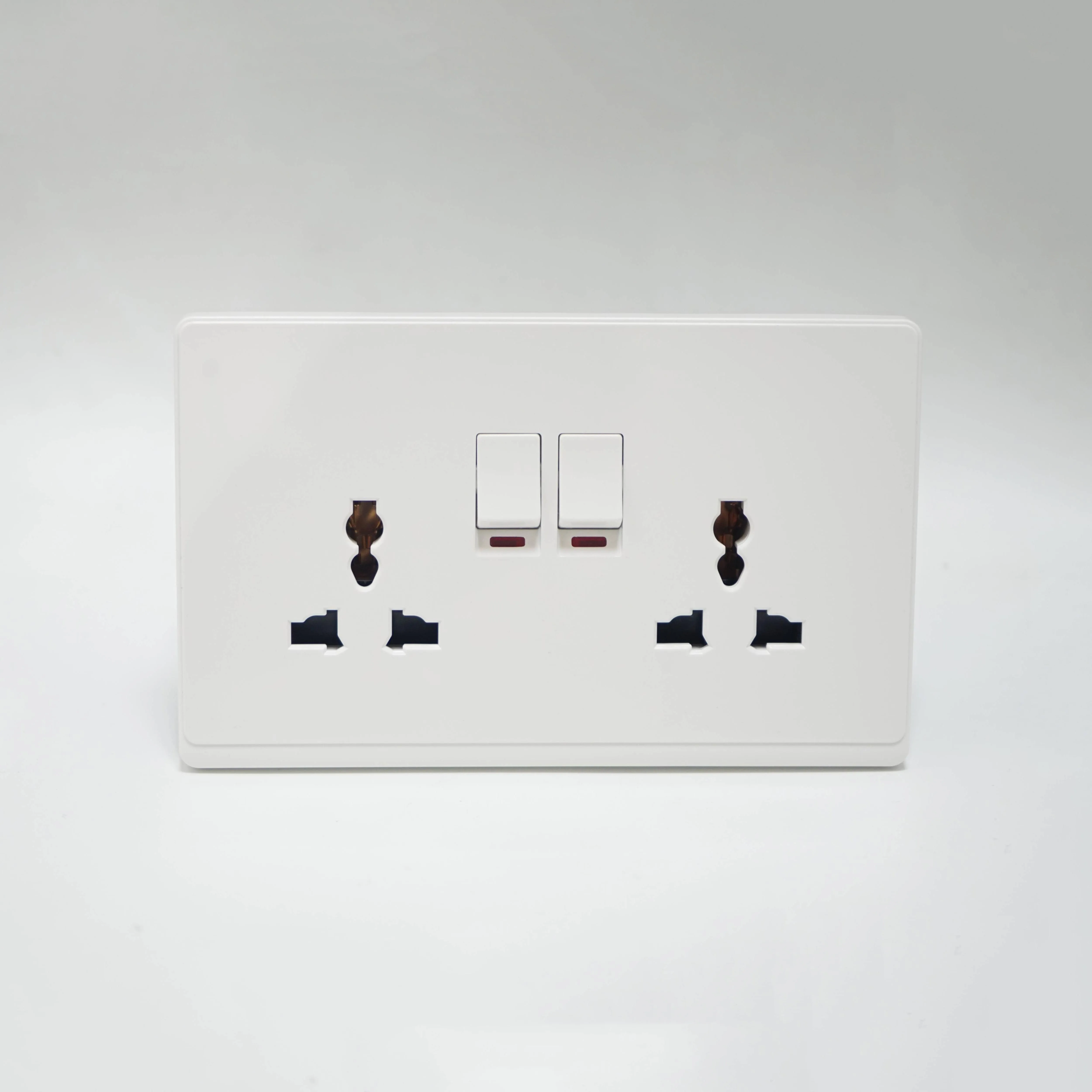 Ta12 Range 2 Gang Switched Multi Function Socket + Neon White Color Big ...