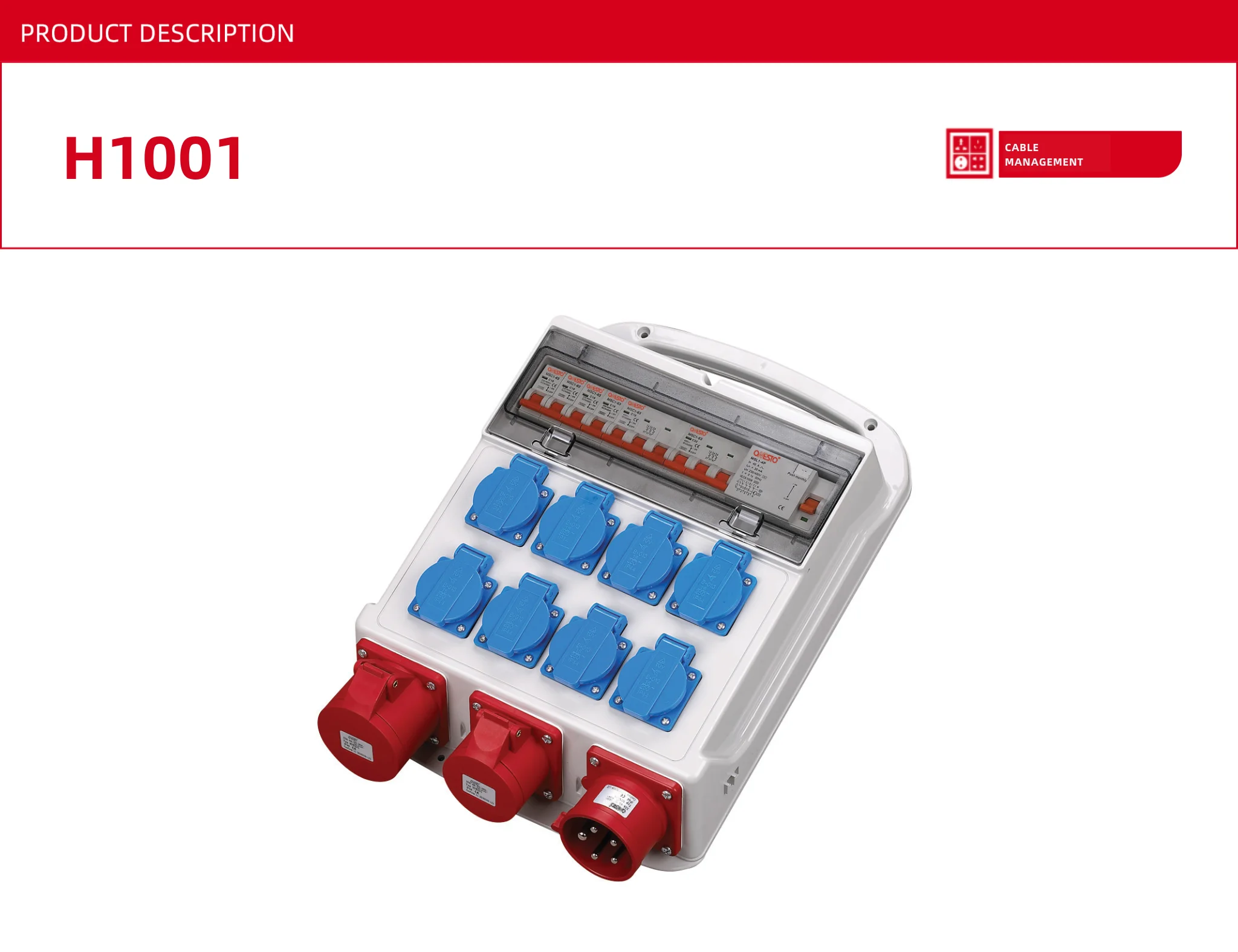 Industrial Socket Box IP44 - 16A, 32A MCB Breaker 40A RCD