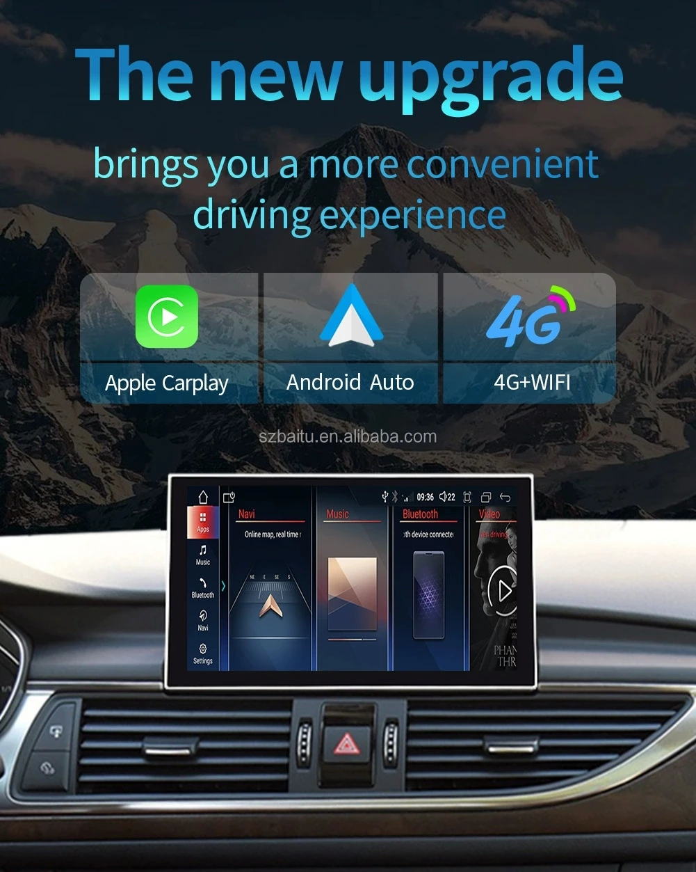 Wireless Carplay Android Car GPS Navigation for Audi A6 C7 A7 2012-2018 ...