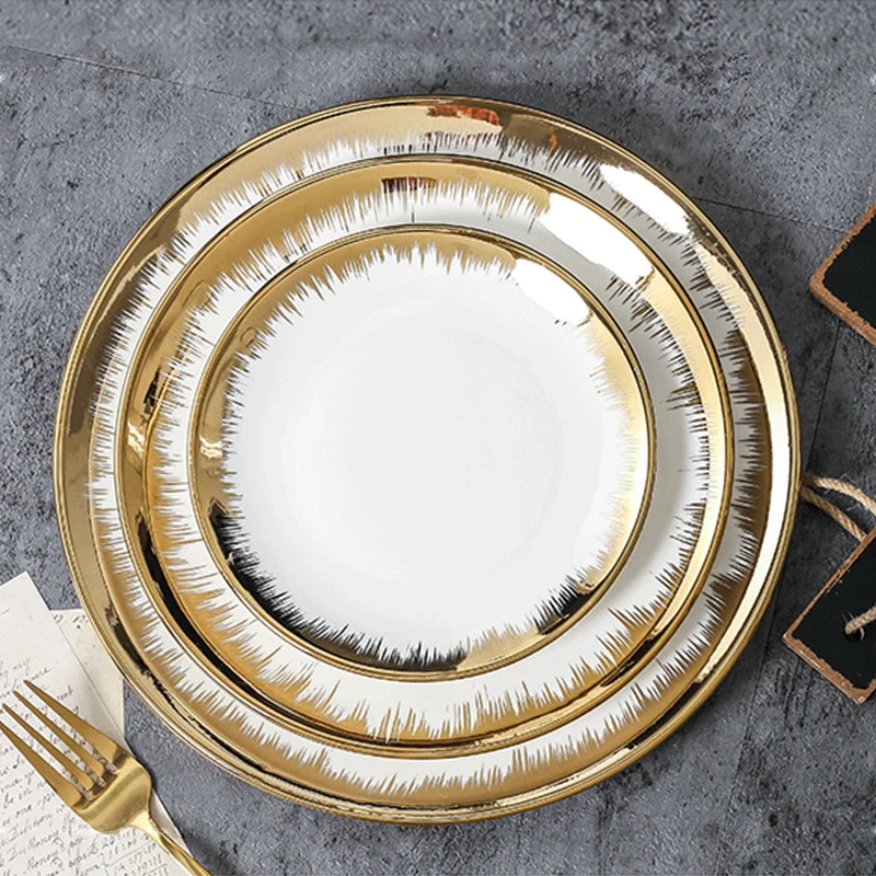 Luxury Nordic Gold Rim Ceramic Tableware for Weddings