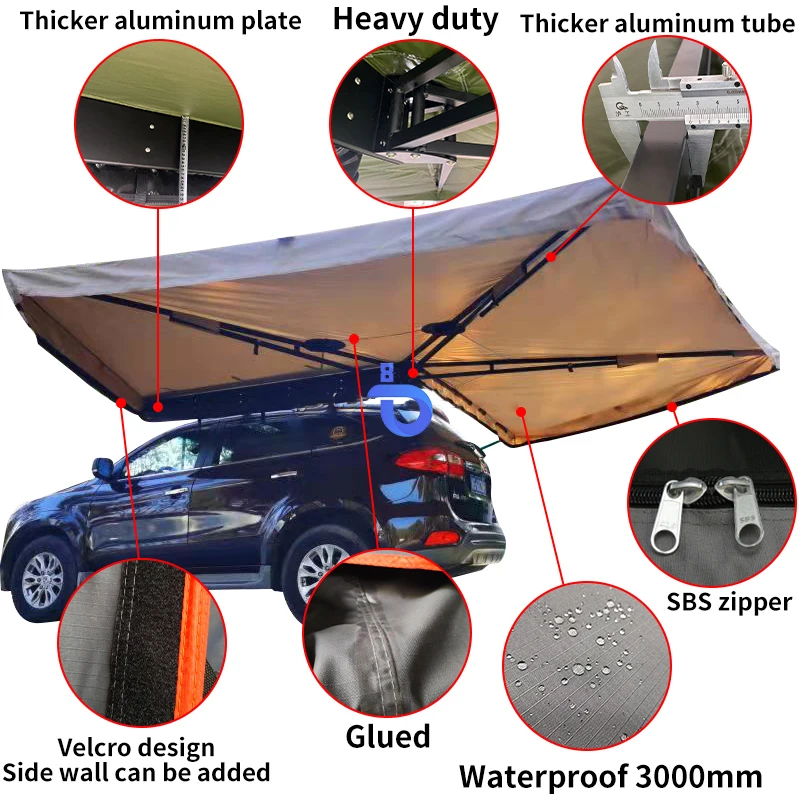 Car Wing Awning Cars 2X2.5 Allyminium Case Car Side Awning 270