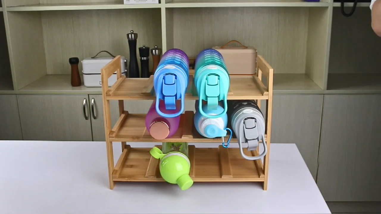 2 Tier Kitchen Pantry Water Bottle Storage Rack For Cabinets Stackable ...