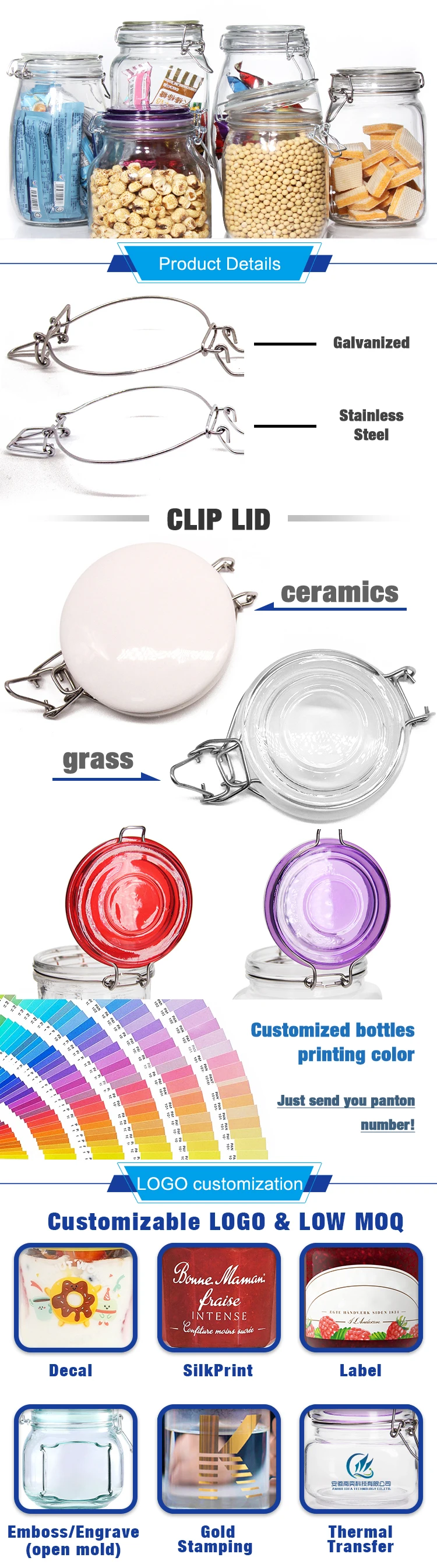 Multiple Sizes Kitchen Empty Clear Sauce Candy Storage Glass Jar With ...