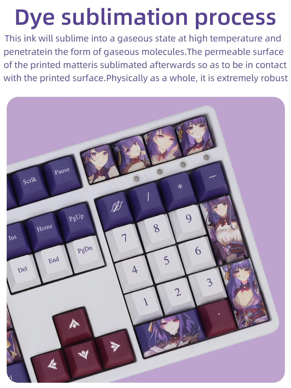 Genshin Impact Raiden Shogun Keycaps - PBT Dye Sublimation