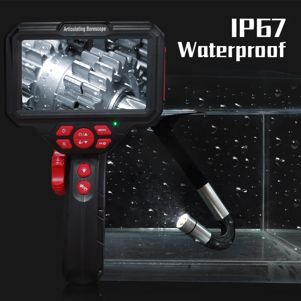 5'' IPS Screen Dual Lens Borescope Inspection Camera With 180 Degree ...