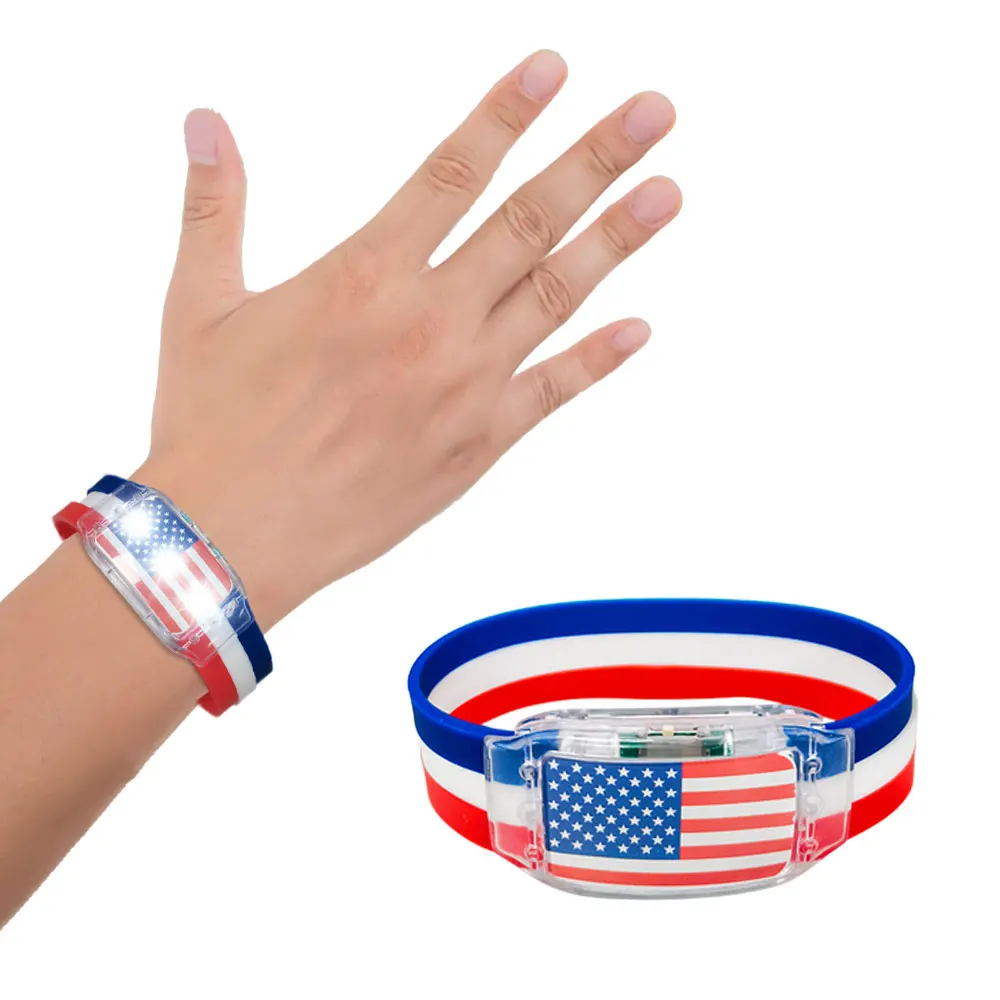 National Day Supplies Flashing Led Flag Silicone Light Up Bracelet ...