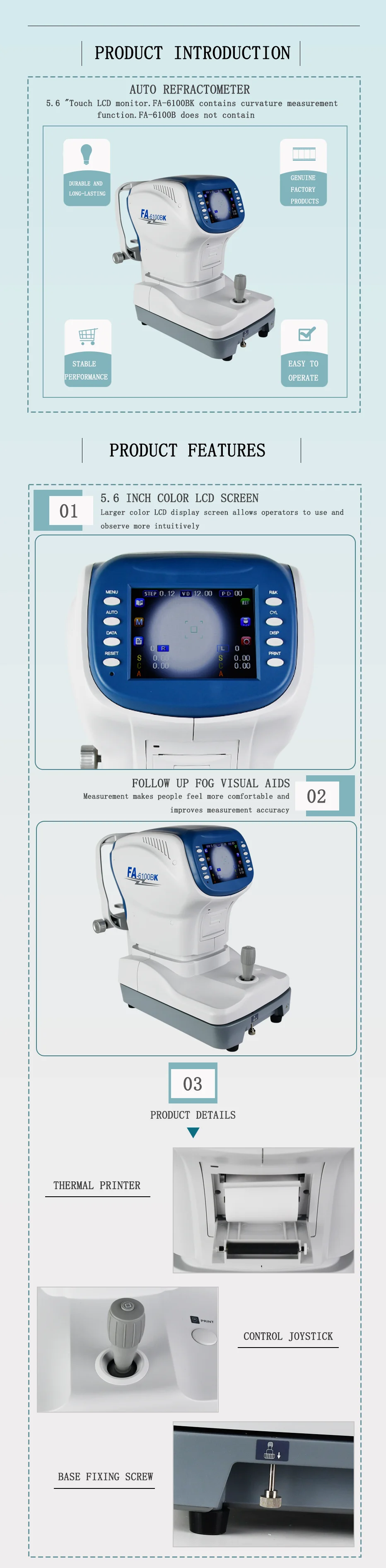 Auto Ref-Keratometer Ophthalmic Refractometers FA-6100BK