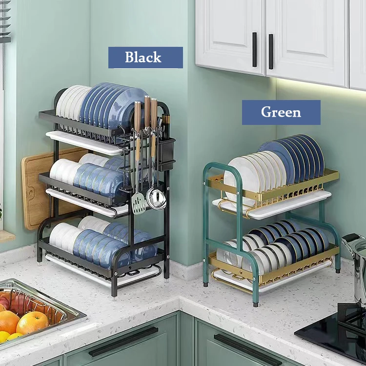 Kitchen Sink Dish Drain Rack 2 Tier Dish Drying Rack Tableware Bowl ...