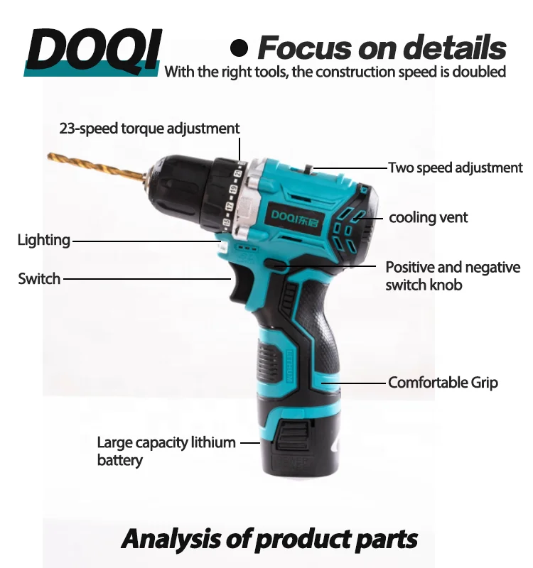 18v Lithium Ion Portable Cordless Electric Screwdriver Mini Hand Drill ...