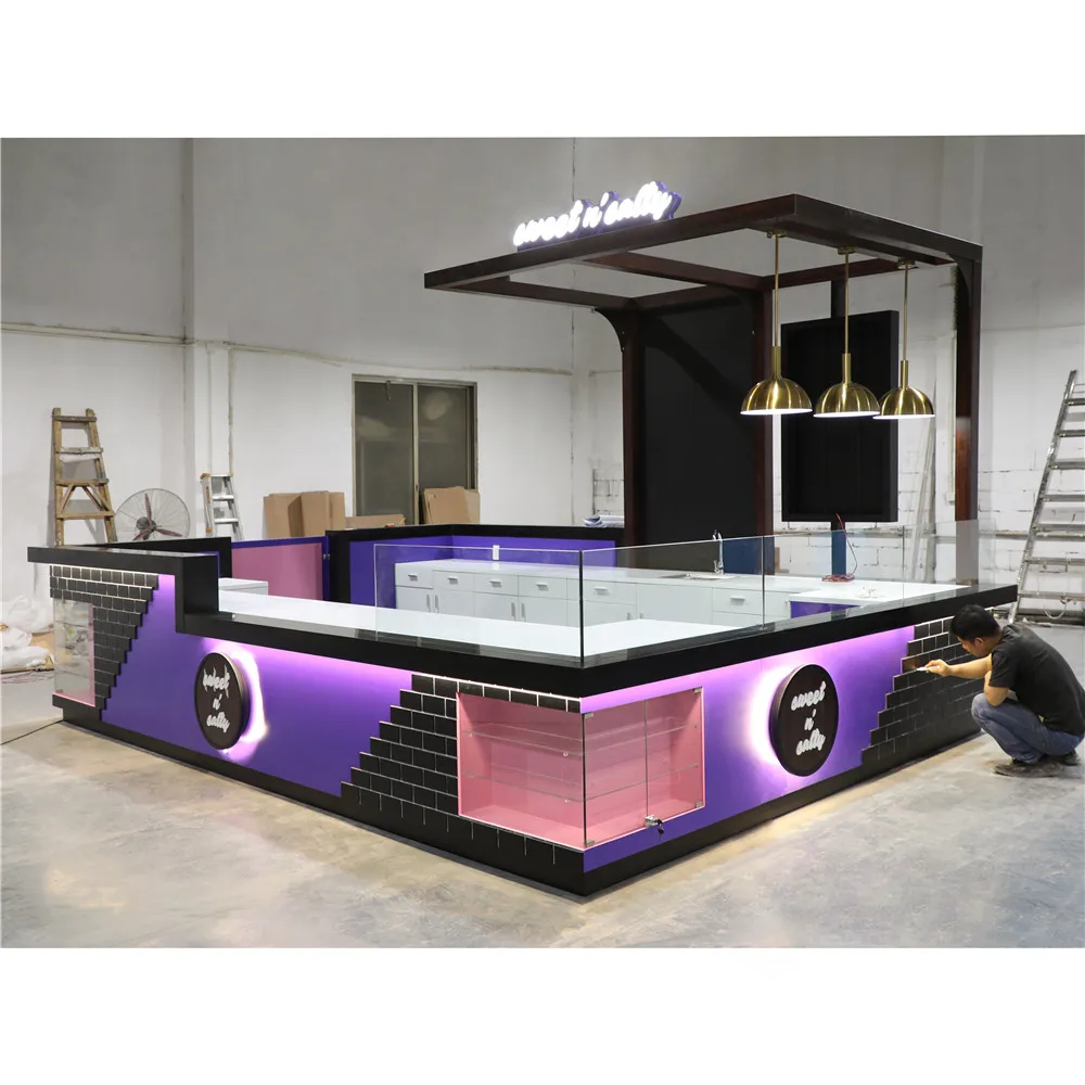 Modern Mall Food Kiosk Interior Decoration Counter Pop up Shop ...