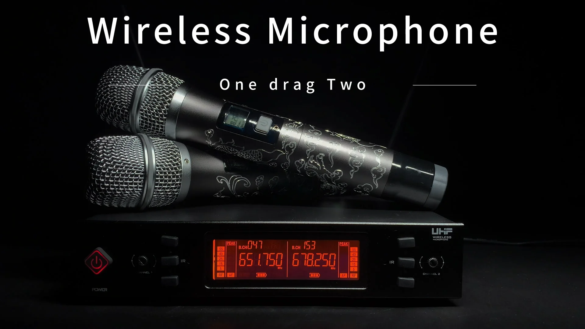 2 Channel Metal Uhf Cordless Mic Professional Wireless Karaoke ...