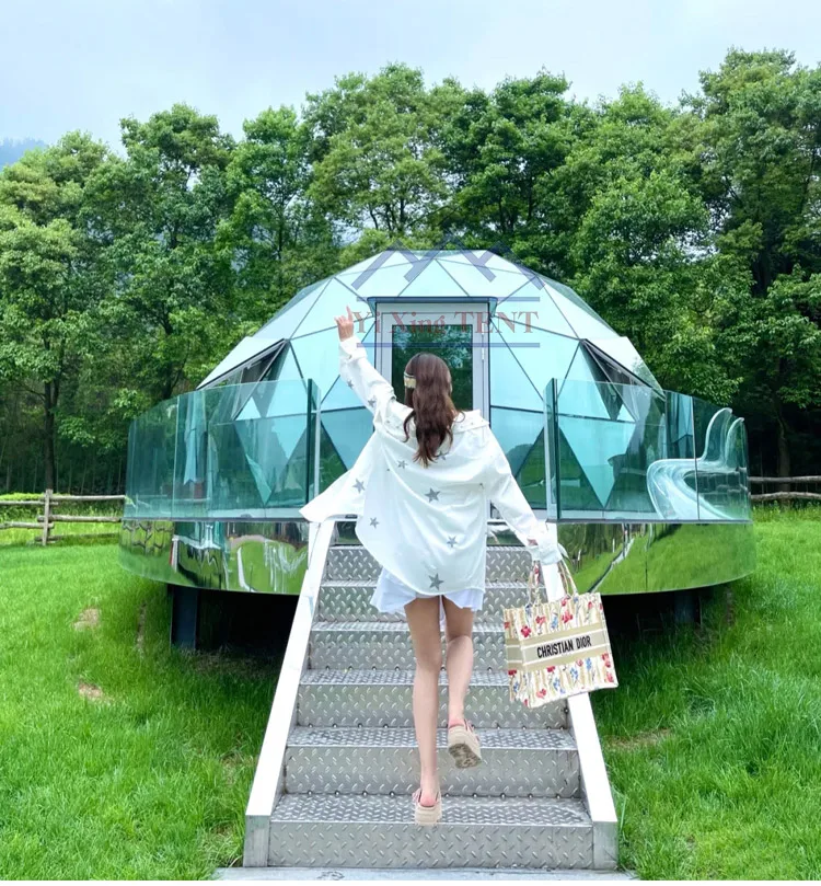 Triangular Glass Curtain Wall Dome House Outdoor Vacation Camping ...