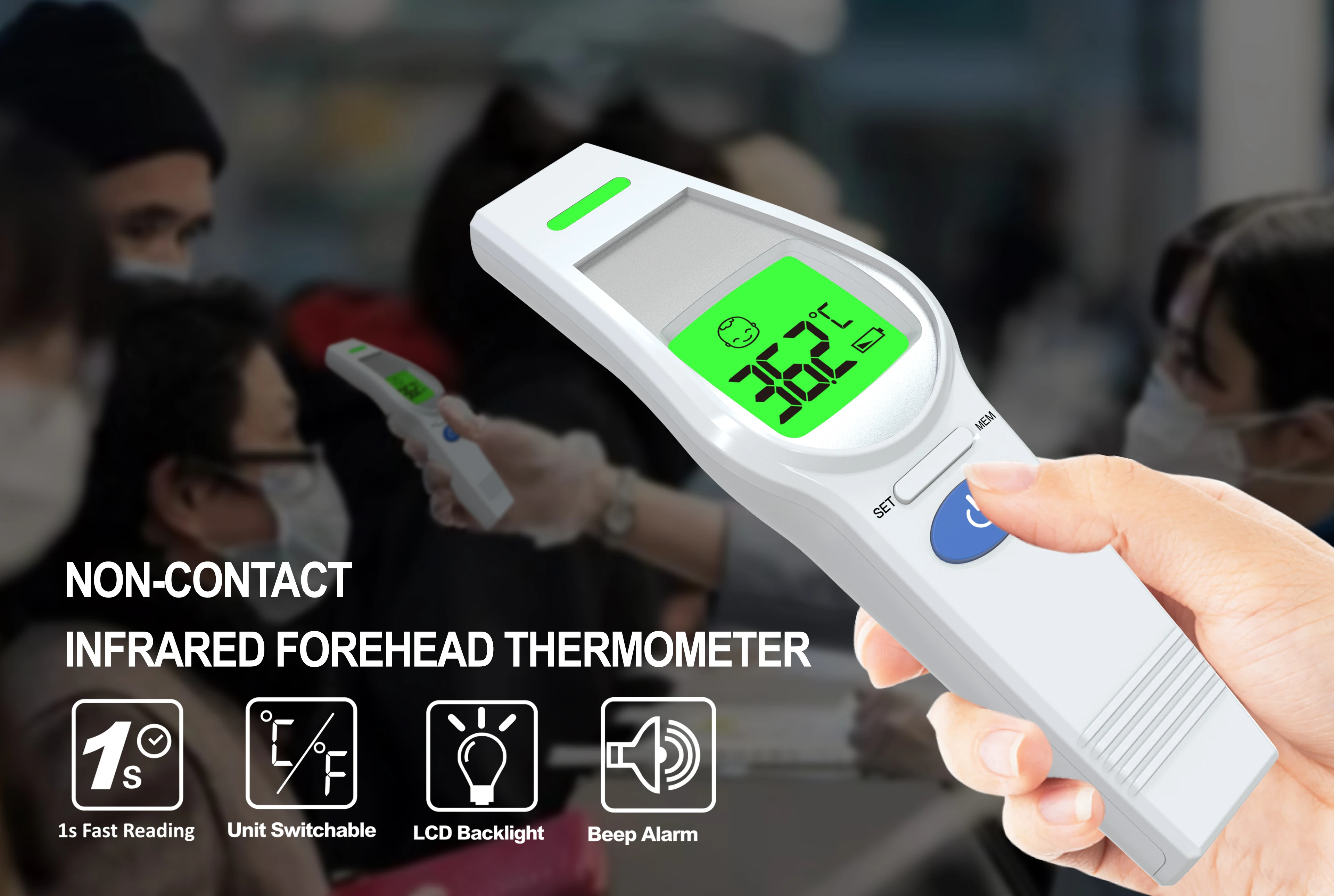 Infared Non Contact Body Thermometer Smart Electronic Body Temperature ...