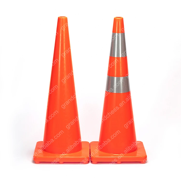 36 Inch Fluorescent Orange PVC Traffic Cone - High Visibility