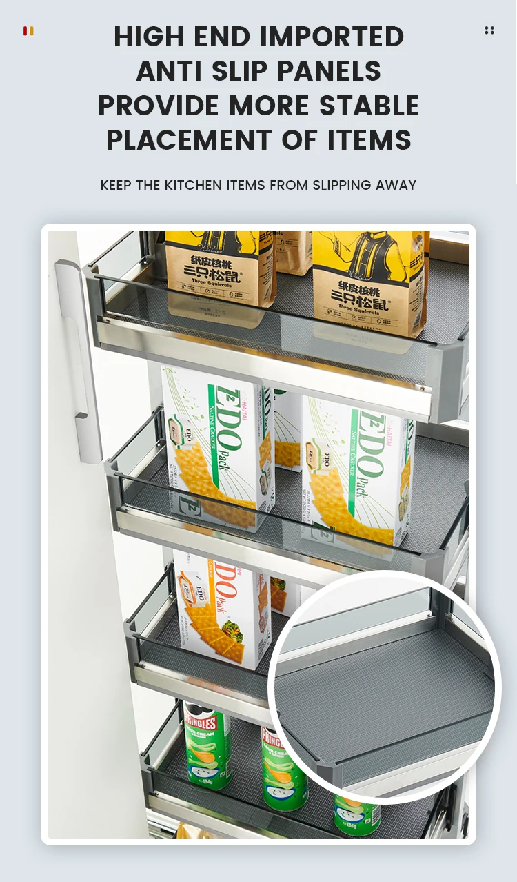 Multifunctional Pull Out Side Mounted Pantry Storage Basket For Kitchen ...