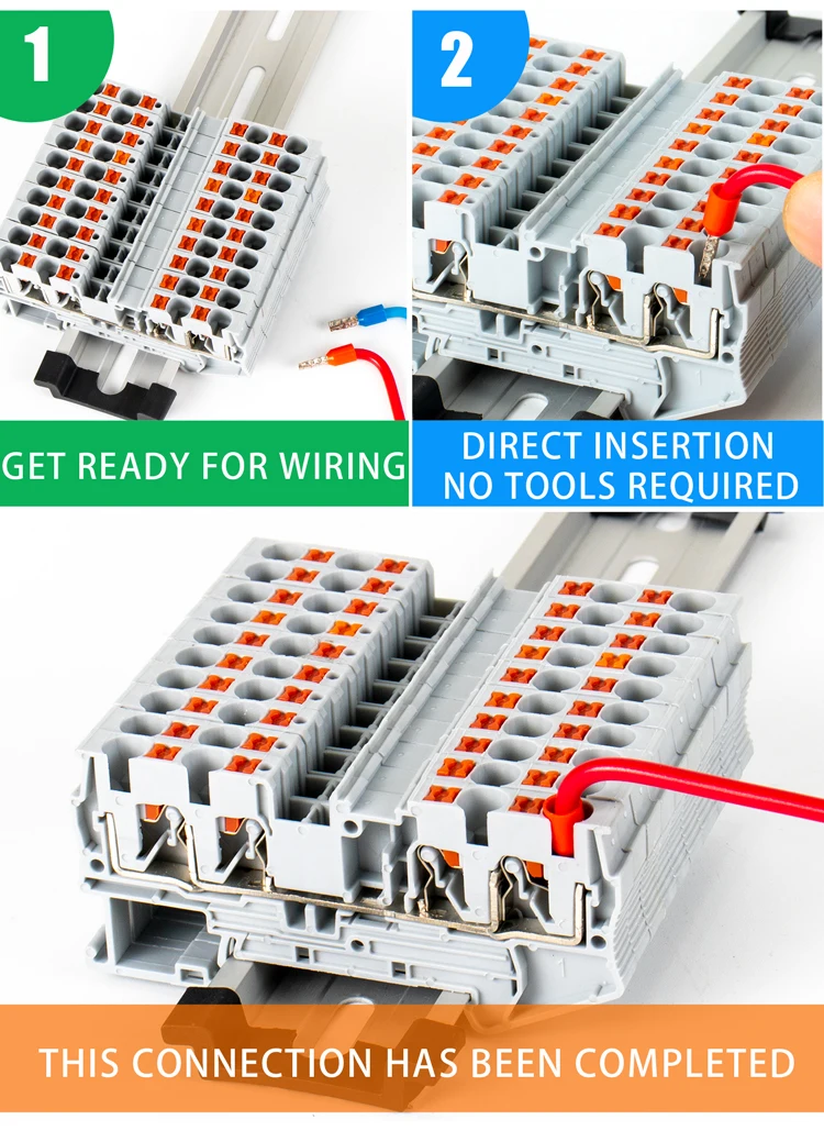 Fast Wiring Connector Din Rail Terminal Block PT4-QUATTRO Gray Spring ...