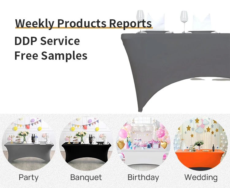 Custom 4ft 5ft 6ft 8ft Stretch Table Cover Polyester Spandex Tablecloth ...