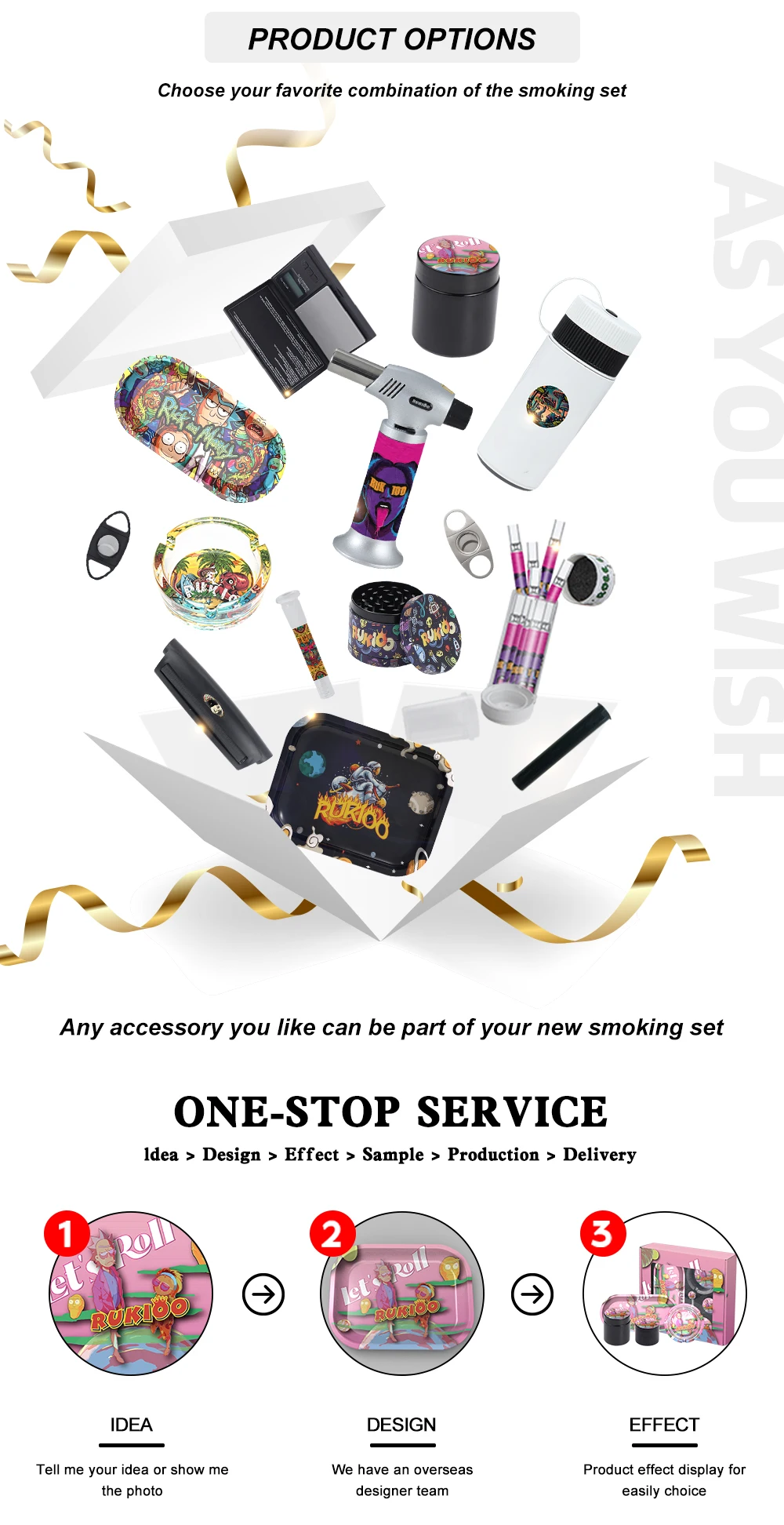 Classic 6-set Custom Smoking Tool Grinder Rolling Tray Smoking ...