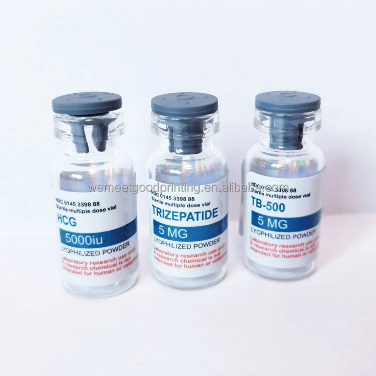 Custom Small 2ml/3ml Vial Labels With Holographic Printing Adhesive Stickers For Bpc-157 ...