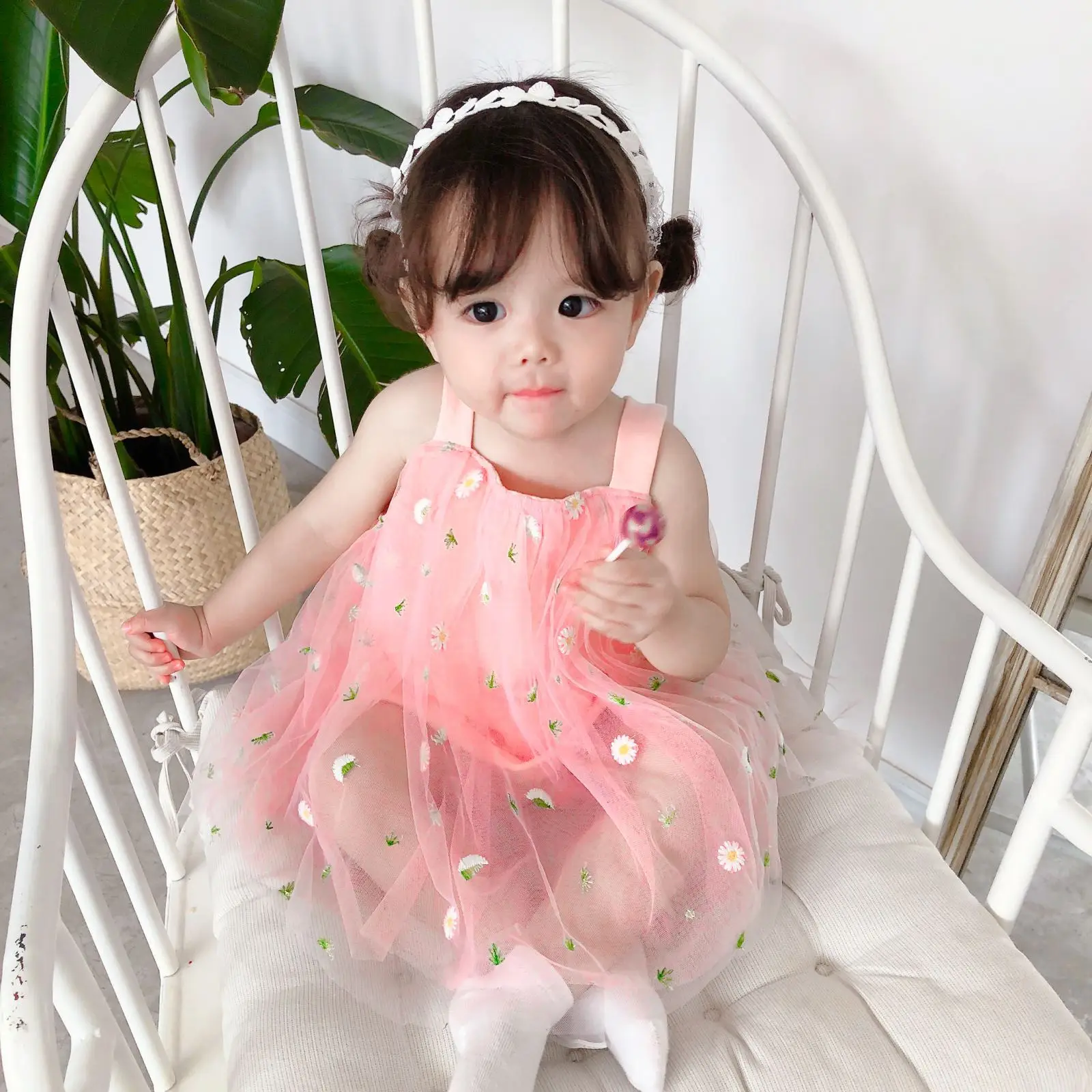 Fashion Newborn Baby Girl Dress Daisy Floral Embroidery Sleeveless ...