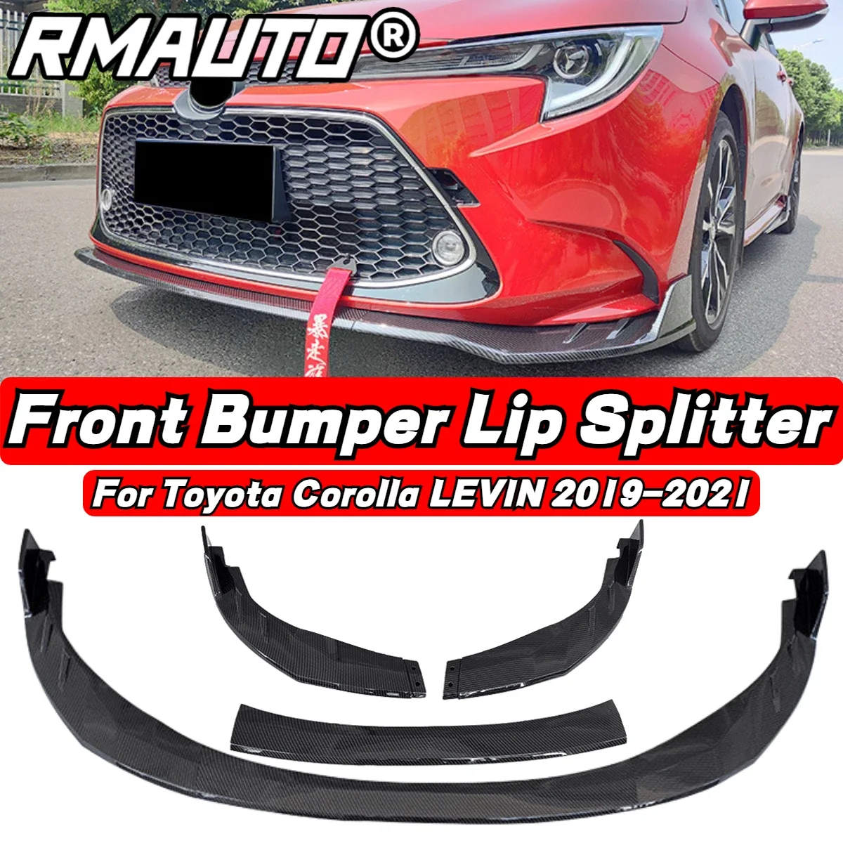 3Pcs Car Front Bumper Splitter Lip Bumper Diffuser Guard Spoiler Body ...
