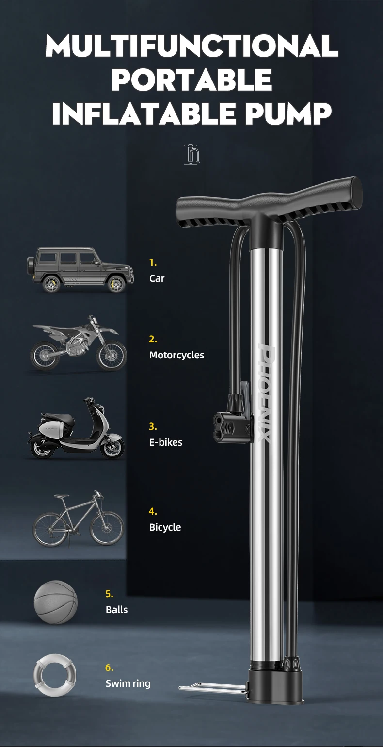 Phoenix Stainless Steel Floor Hand Cycle Pumps Pump Sport Ball Mini ...