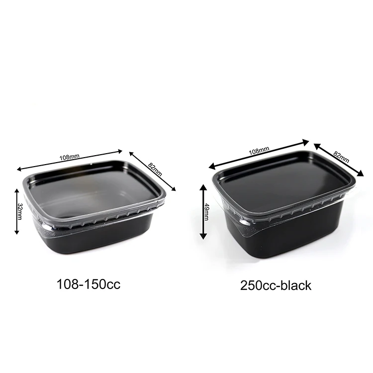 Disposable Plastic Food Sauce Boxes with Lids - 150ml & 250ml