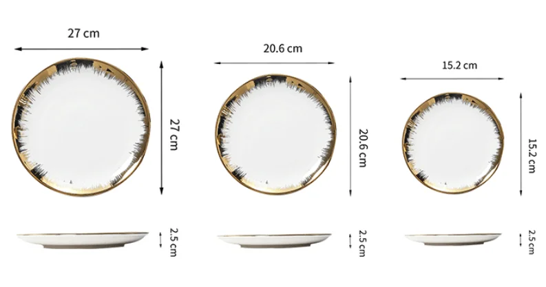 Creative Luxury 6in 8in10inch Gold-plated Ceramic Tableware Western ...