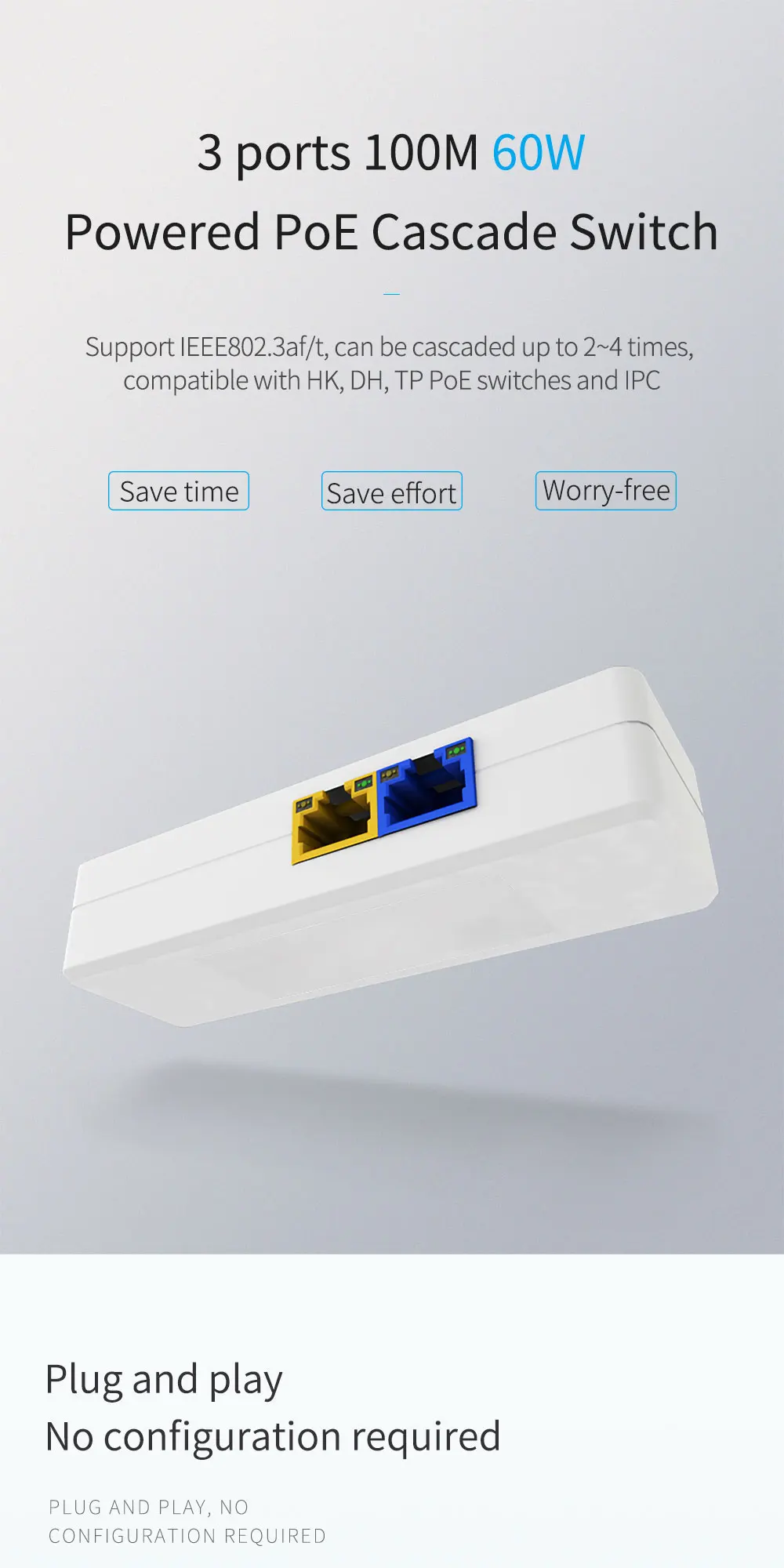 3 Ports PoE Extend Switch 390 Meters with Bt Port| Alibaba.com