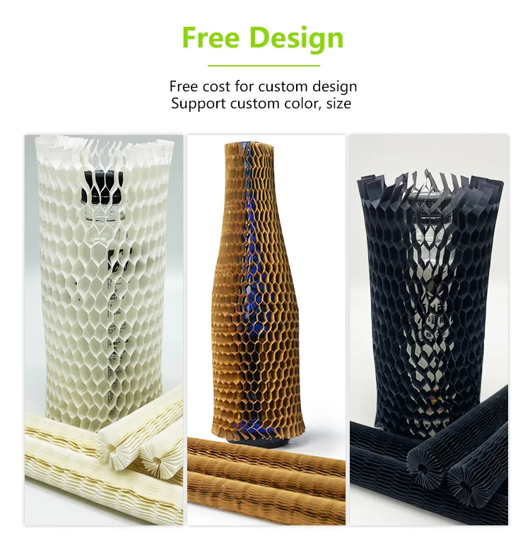 Custom Biodegradable Kraft Paper Honeycomb Hex Wrap Sleeve For Glass Wine Bottle Protective ...