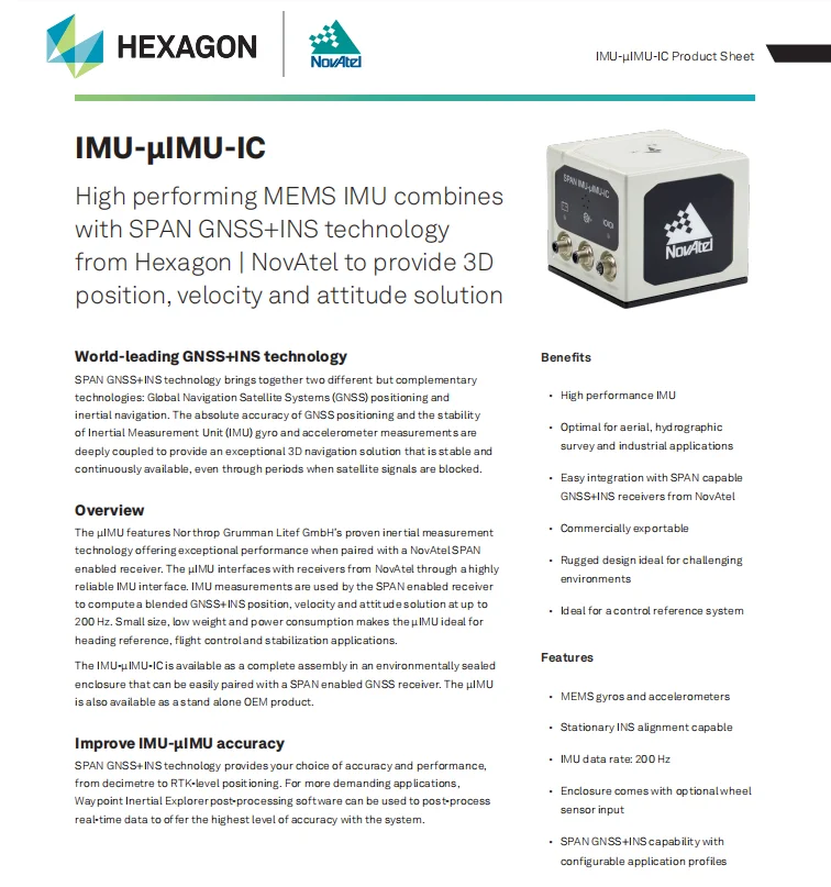 Novatel SPAN GNSS INS IMU-IMU-IC - Precision Attitude Sensor