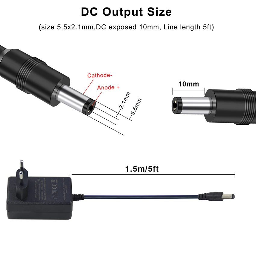 CE Certified 12 Volt Dc Volt Jack 12 1a 12W Power for Security Cameras ...