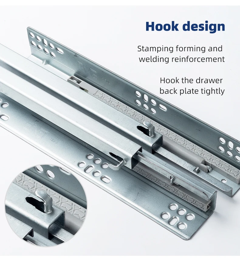 Single Extension Concealed Slides 2 Fold Undermount Drawer Slides Soft ...