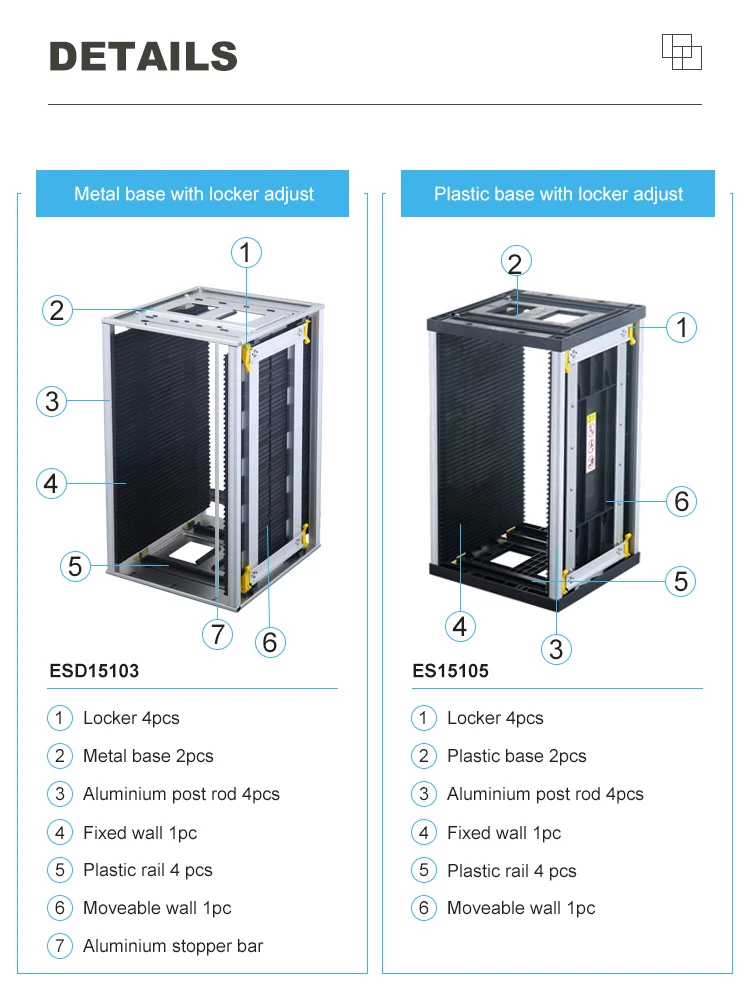 Conductive Anti-Static ESD Magazine Holder - Aluminum & Plastic
