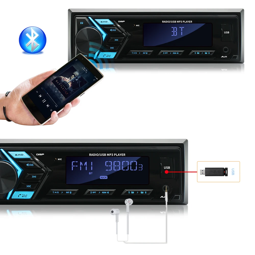 Car MP3 Player - 1 Din DVD Player 3927 with Colorful Lights