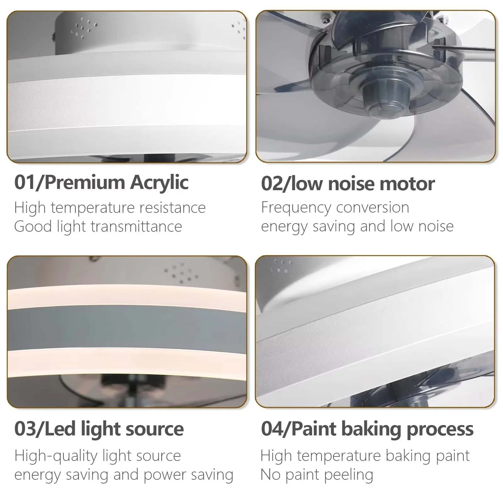 20 Inch Circular Ceiling Fans with LED Lights & Remote