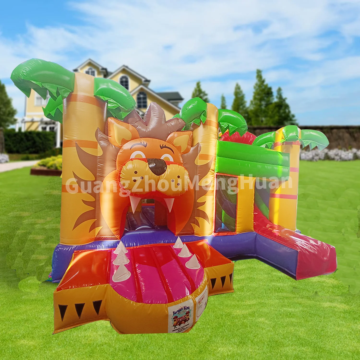 Cartoon Inflatable Lion Jungle Theme Bounce House With Slide Combo ...