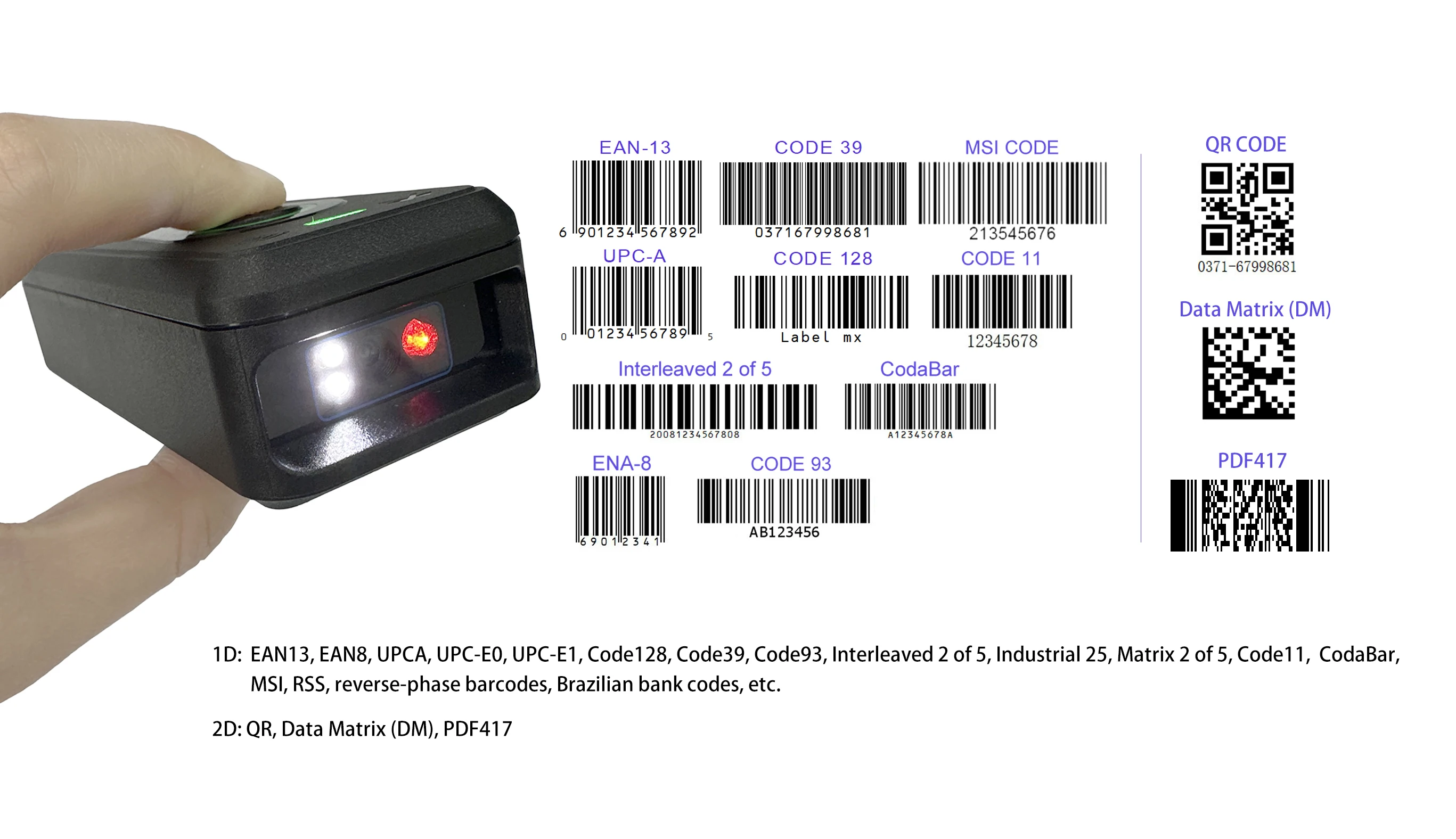 Portable USB Barcode Scanner 1d 2d Qr Handheld Bar Code Scanner ...