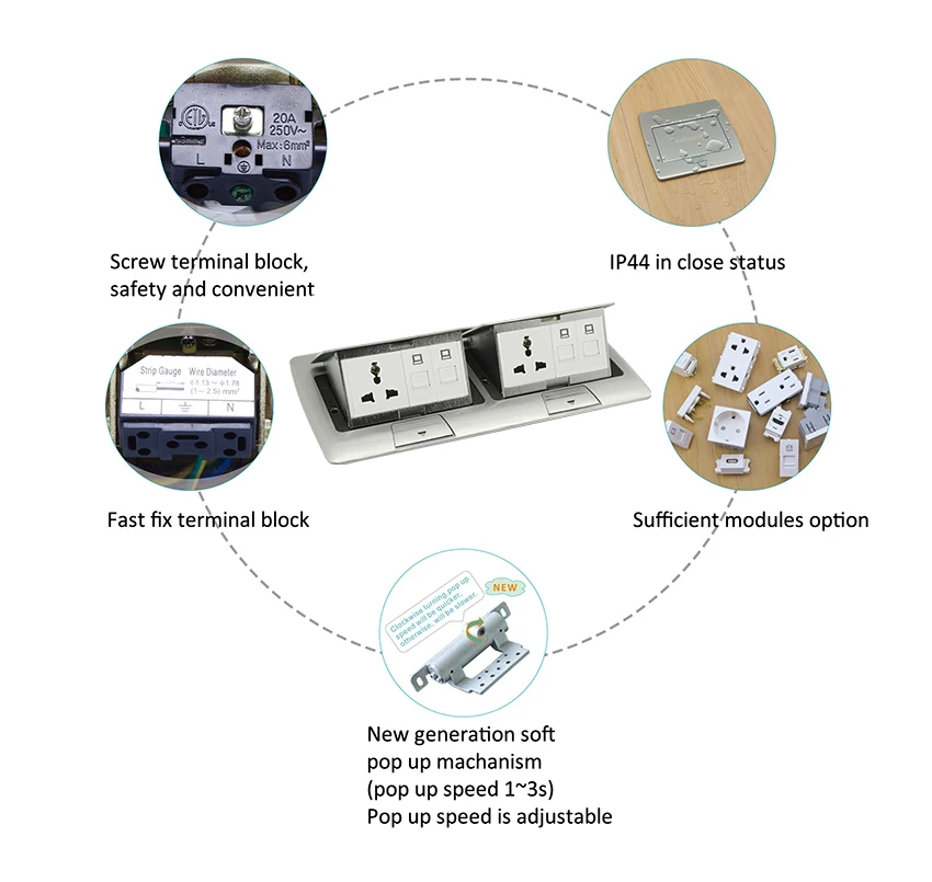 Pop Up Desktop Recessed Ip55 Electric Custom Eu Au Us Motorized Gold ...