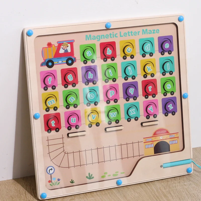 Children's Wooden Magnetic Letter Matching Maze Preschool Early ...