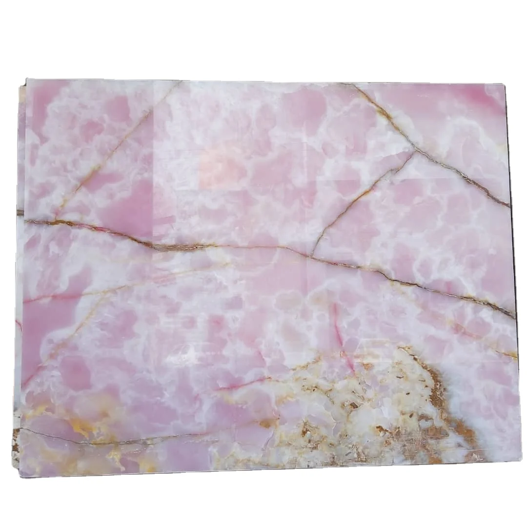Prefab Backlit Onyx Kitchen Island Top Natural Pink Onyx Marble ...