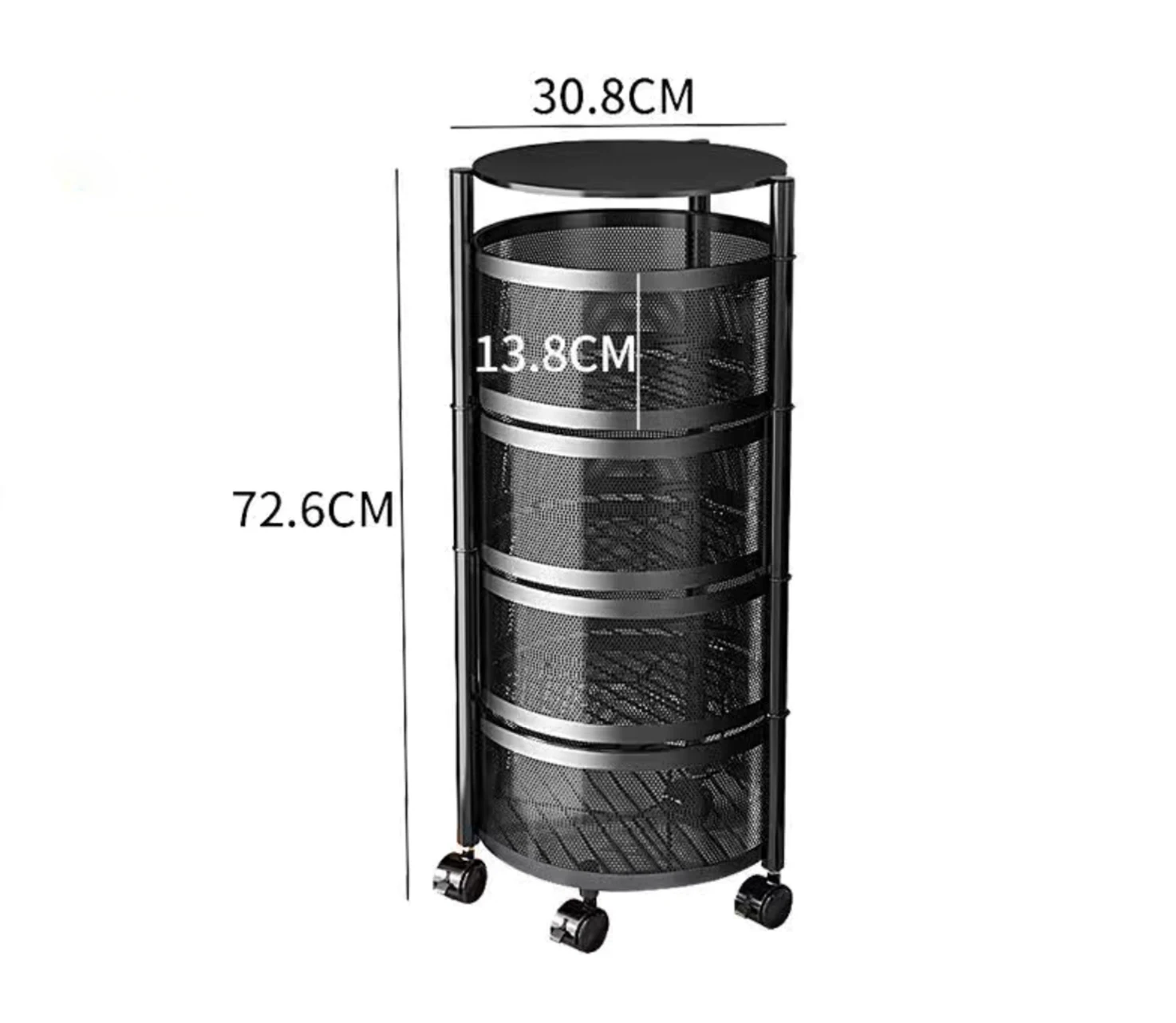 4-tier Metal Storage Tower - Efficient Kitchen Organizer