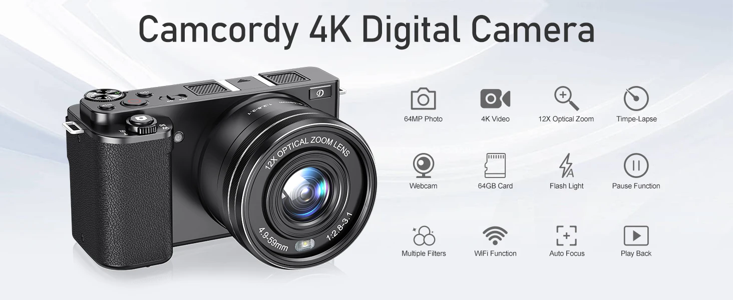 Newly Launched 2-in-1 Digital Camera With 12x Optical Zoom 4K-level ...