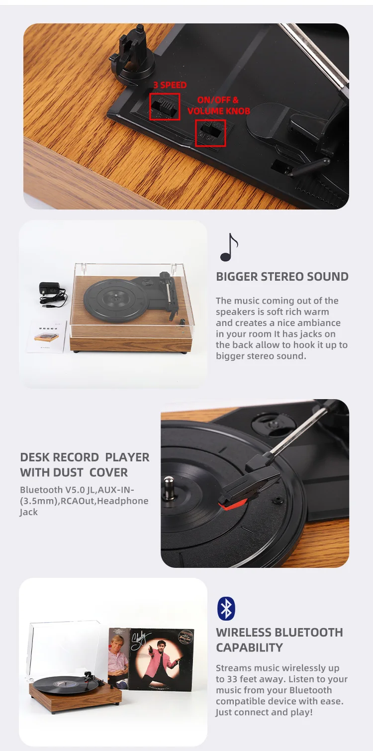 Desk Type Gramophone Retro Radio Phonograph Turntable Vinyl Gramophone ...