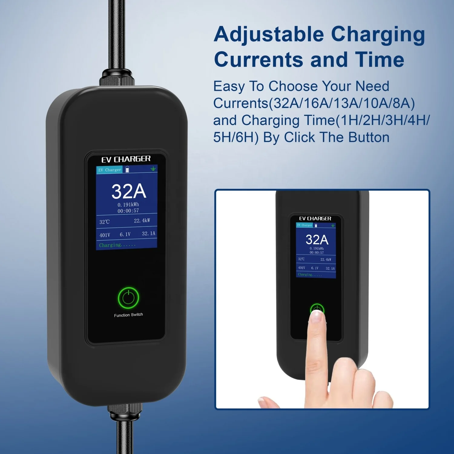 Tesla Portable Ev Charger Automatic Recognition 16a 32a 40a Ev Charging ...
