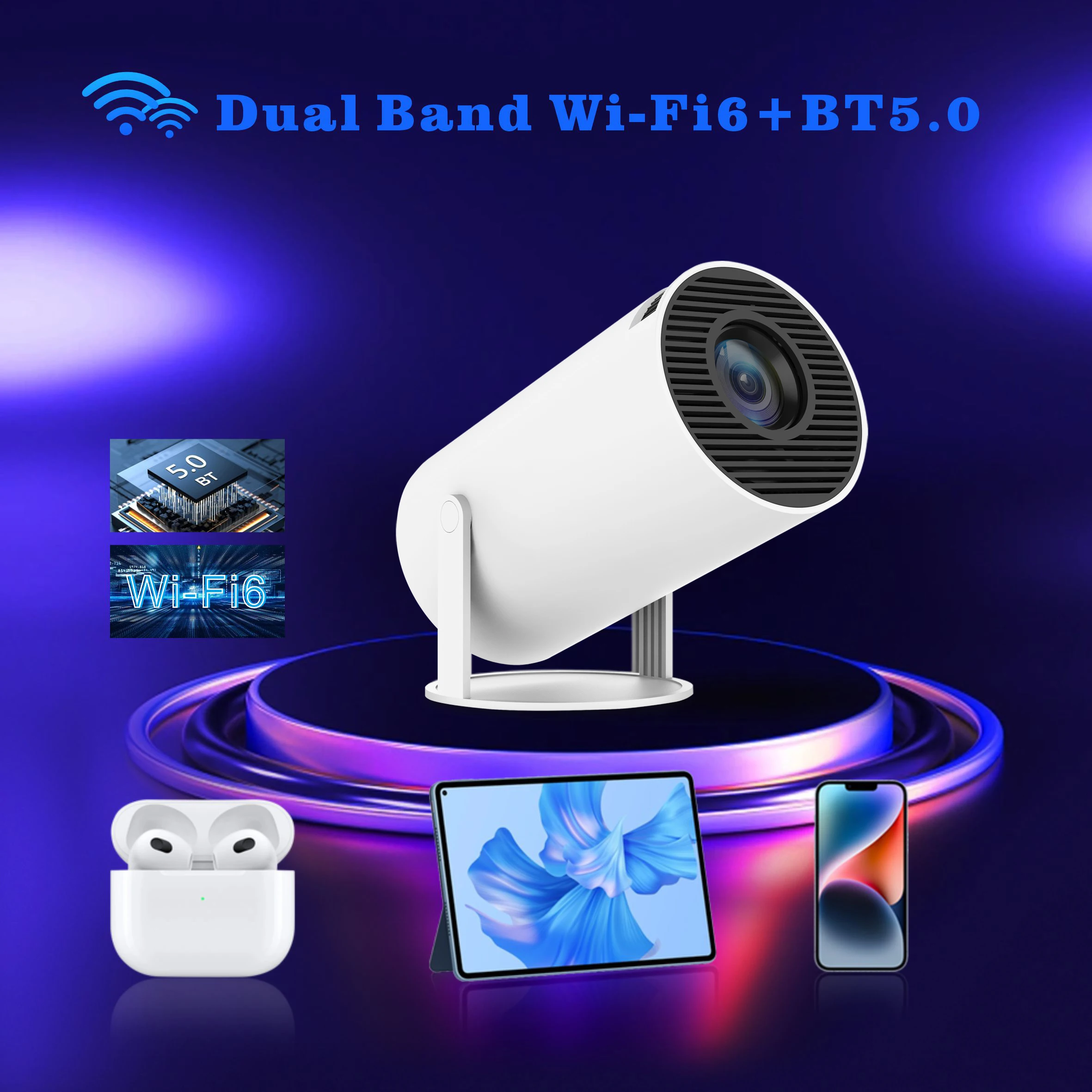 Hy300 Pro Portable Mini Projector 4k Hd Android 10 Smart Projector ...