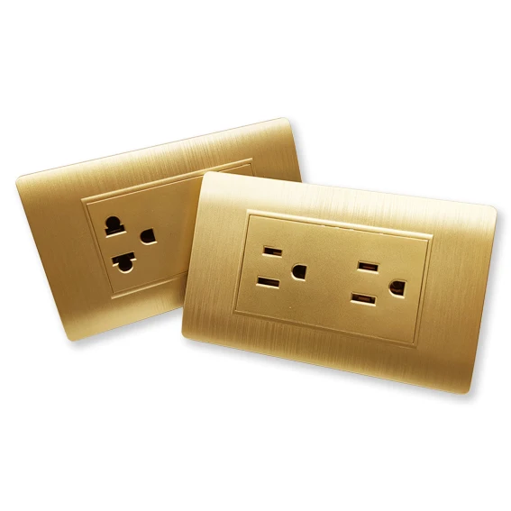 110-250V Double Flat Electrical Sockets US Standard 6 Pin Wall Sockets ...