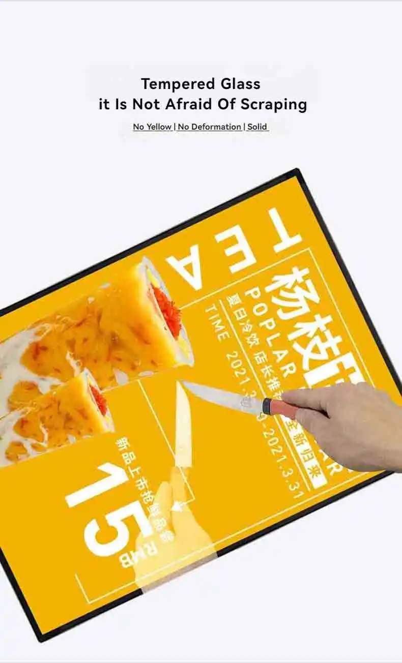 Custom Ultra-Thin LED Menu Board Slim Light Rectangle Aluminium Photo ...